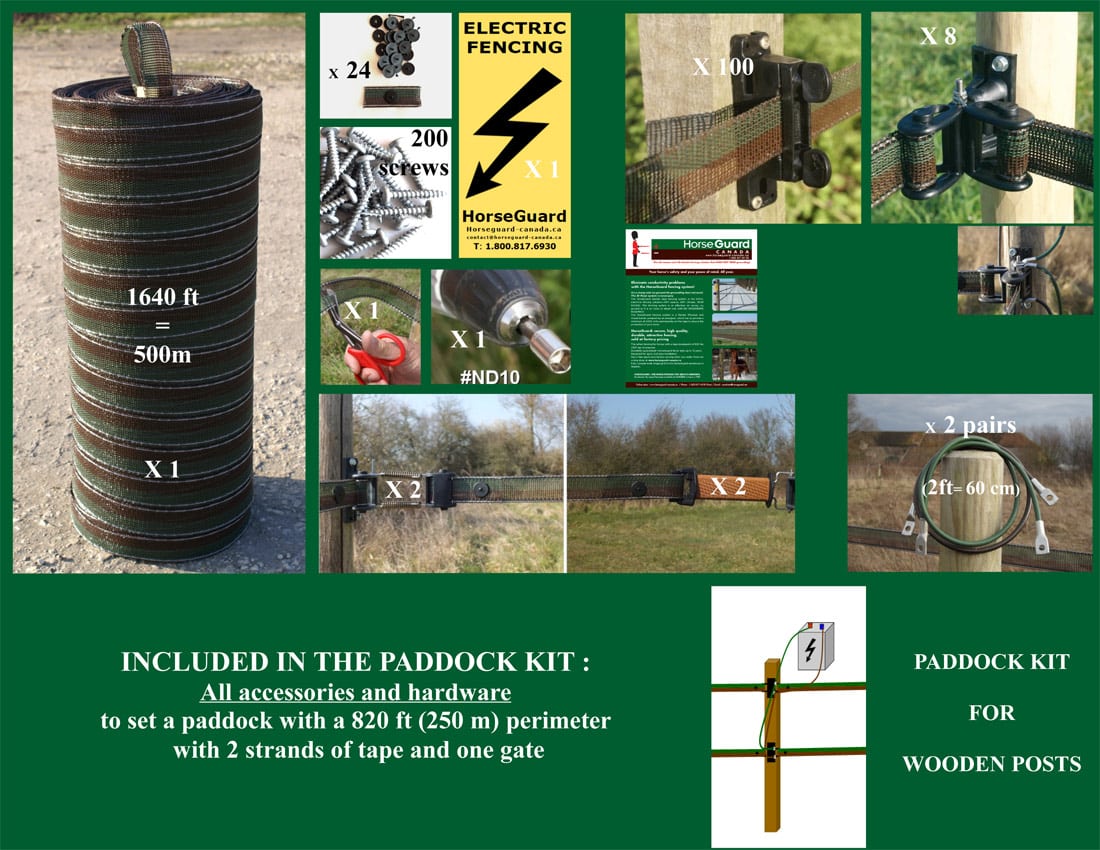 Paddock Kit for Wooden Posts 500m / 1640 ft (#BP500B) – HorseGuard Canada